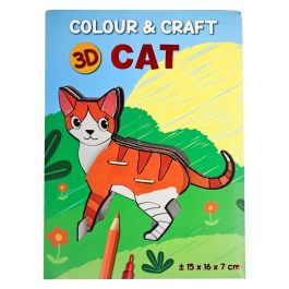 Kleur en knutsel je eigen 3D dier - Kat